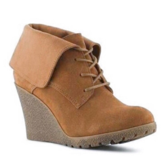 MIA | Shoes | Mia Suede Foldover Wedge Booties | Poshmark